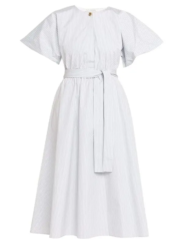 Altuzarra Striped Short-sleeve Midi Dress - Ltgray