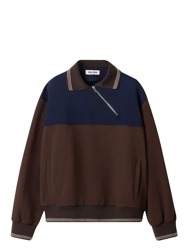 Miu Miu Oversized Two-tone Knit Sweater - F0kgn Cacao Blu