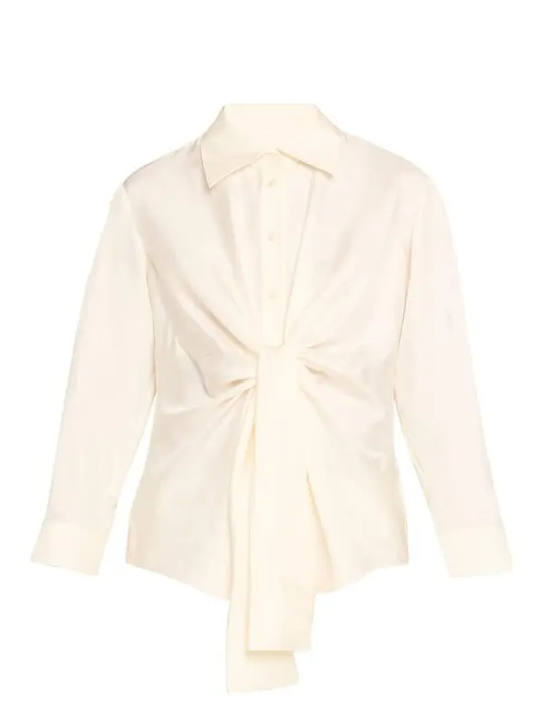 RÓHE Long-sleeve Knot Silk Shirt - Cream