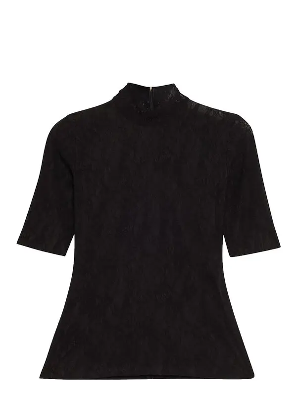 Stella McCartney Stretch Lace Mock-neck Top - Black