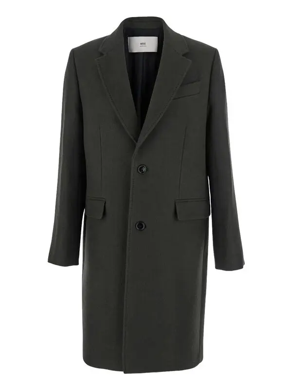 Ami Single-breasted Coat - Grey