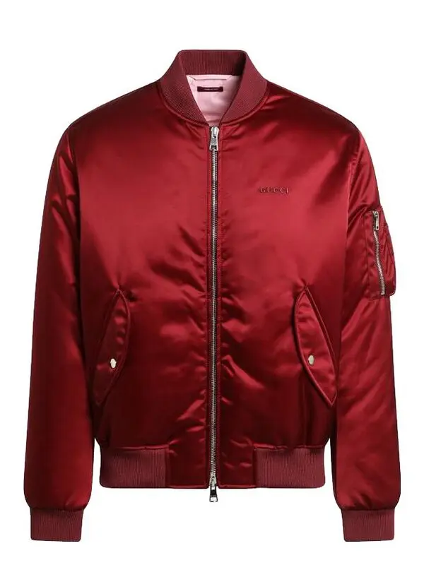Gucci Rosso Ancora Bomber In Heavy Nylon Canvas - Red