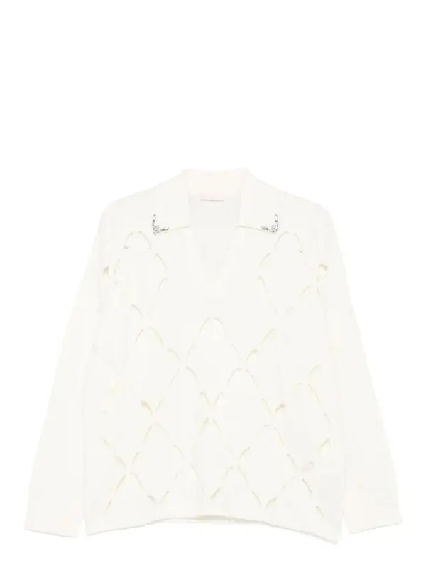 Liu Jo Wool Sweater With Cut-out Pattern - White