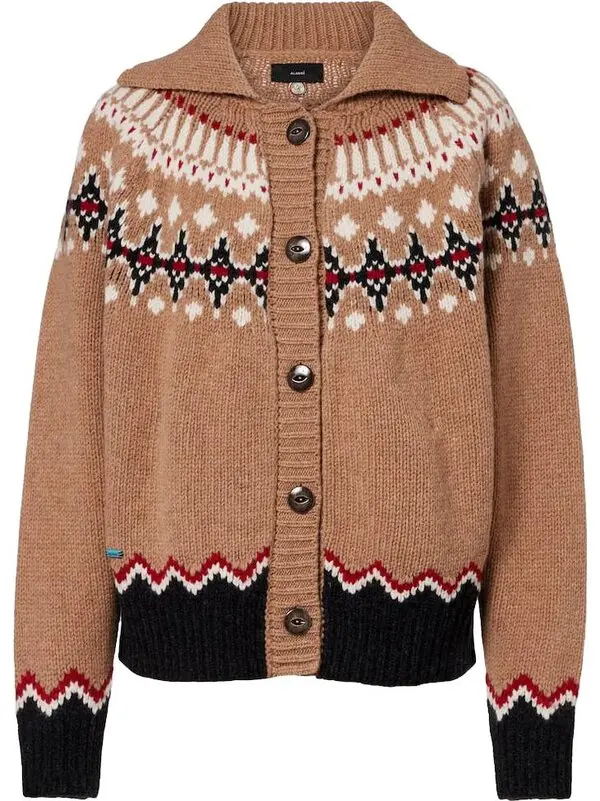 Alanui Jacquard Virgin Wool Cardigan - Beige