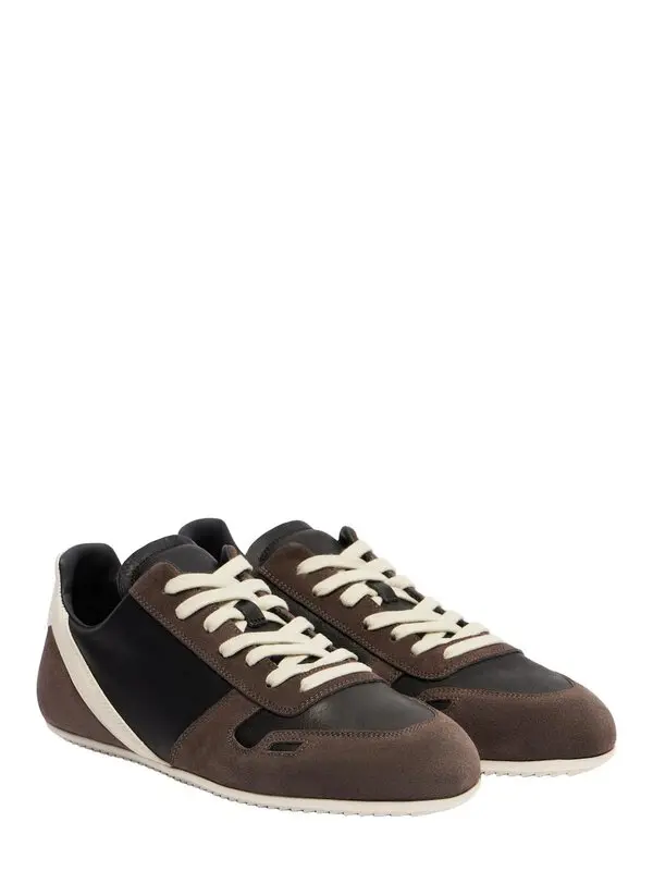 Rick Owens Minimal Leather And Suede Sneakers - Brown