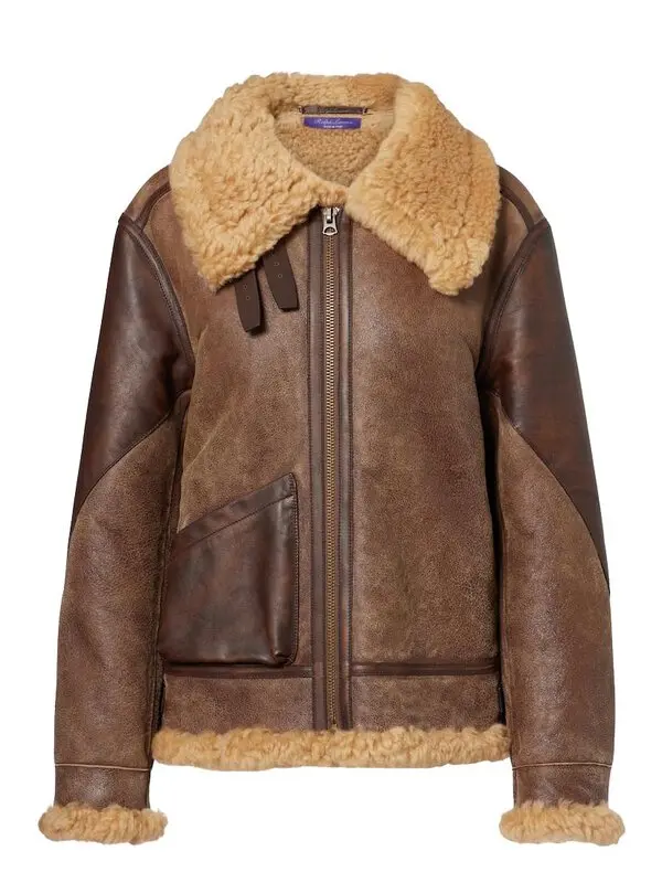 Ralph Lauren Leather Shearling-trimmed Jacket - Brown
