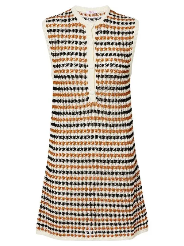ERES Inedit Open-knit Cotton-blend Polo Dress - Multicoloured