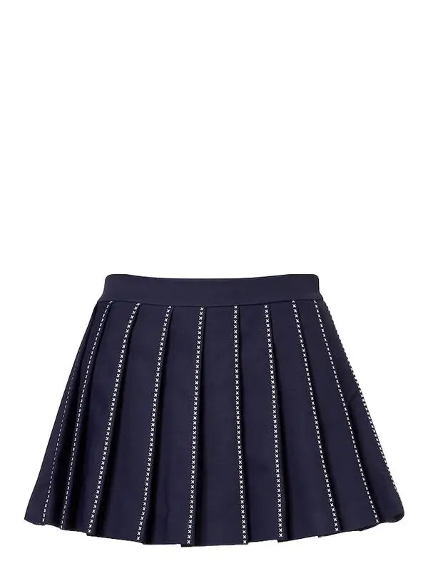 Tory Burch Embroidered Pleated Tennis Skirt - Blue