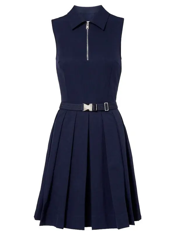 Tory Burch Pleated Tennis Dress With Zip Front And Belt - Blue