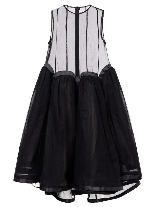 Noir Kei Ninomiya Tulle Midi Dress - Black