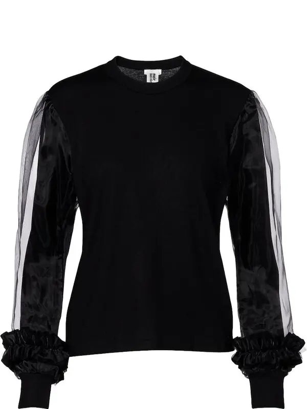 Noir Kei Ninomiya Tulle-trimmed Wool Sweater - Black