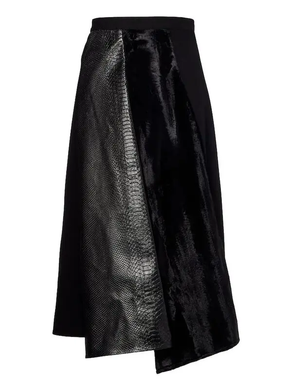 Junya Watanabe High-rise Wool-blend Maxi Skirt - Black