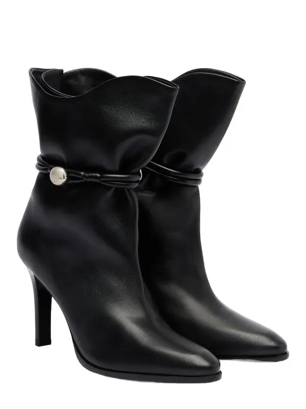 Isabel Marant Lolya 90 Leather Ankle Boots - Black