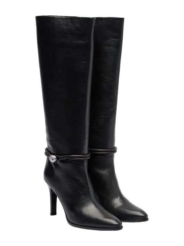 Isabel Marant Ieva Button 90 Leather Knee-high Boots - Black