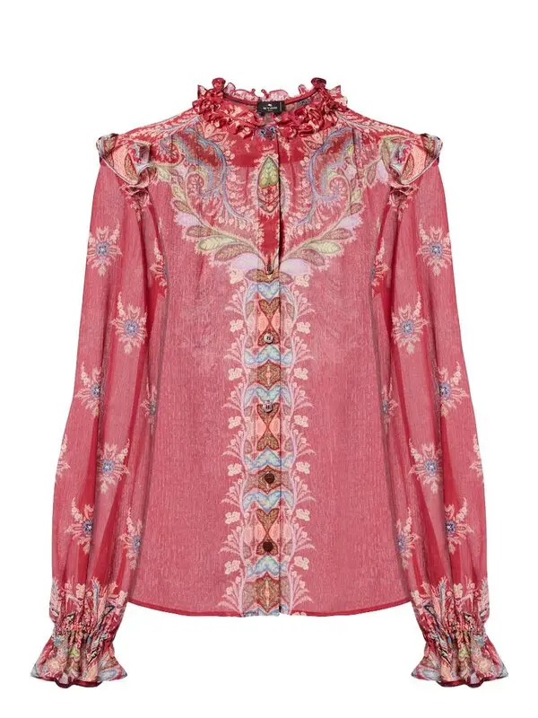 Etro Printed Crepon Blouse - Red