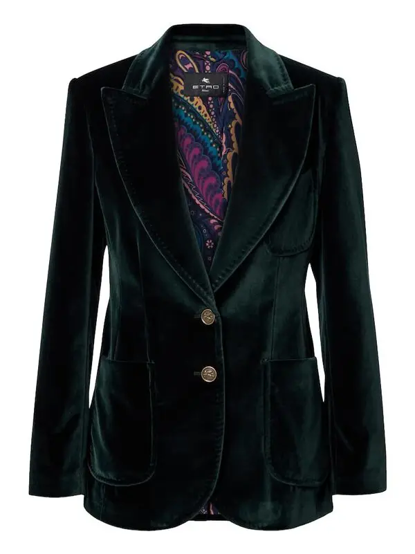 Etro Cotton Velvet Blazer - Green