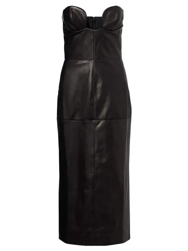 NENSI DOJAKA Leather Corset Dress - Black