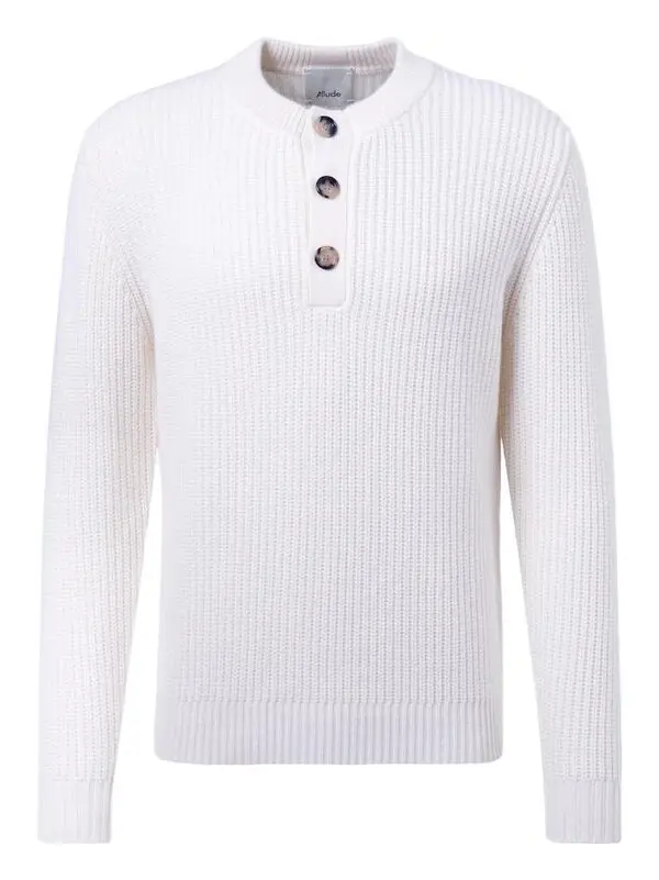 ALLUDE Wool And Cashmere Buttoned Sweater - White