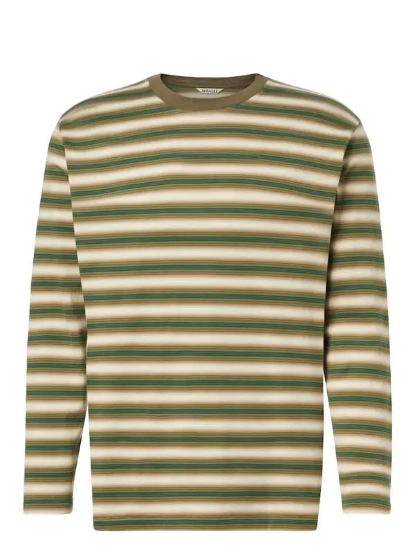 Auralee Striped Cotton Jersey T-shirt - Multicoloured