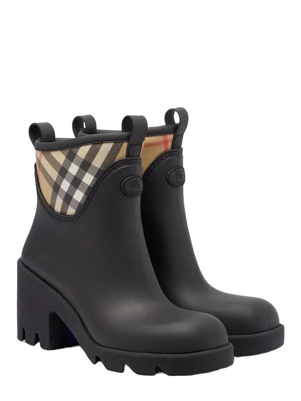 Burberry Check Rain Boots - Black