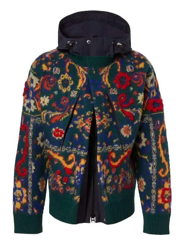 Sacai Floral Wool Jacquard Jacket - Multicoloured