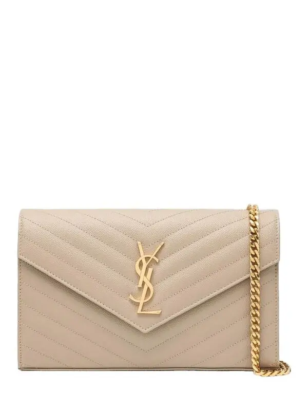 Saint Laurent Cassandre Chain Clutch - Beige