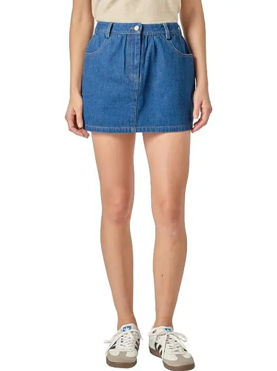 English Factory Shirred Denim Skort - Dark Denim