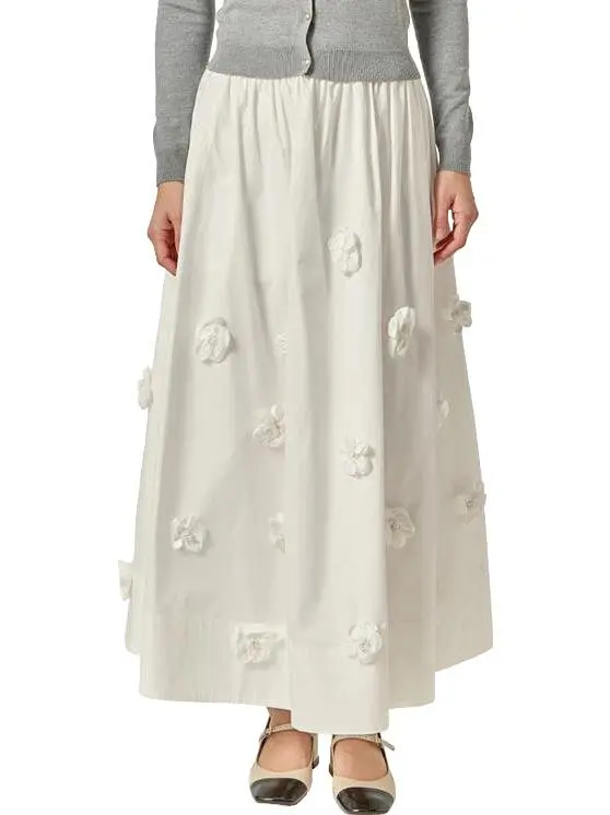 English Factory 3d Flower Maxi Skirt - White
