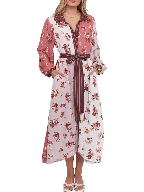 PETAL & PUP Maiden Long Sleeve Shirt Dress - First Blush