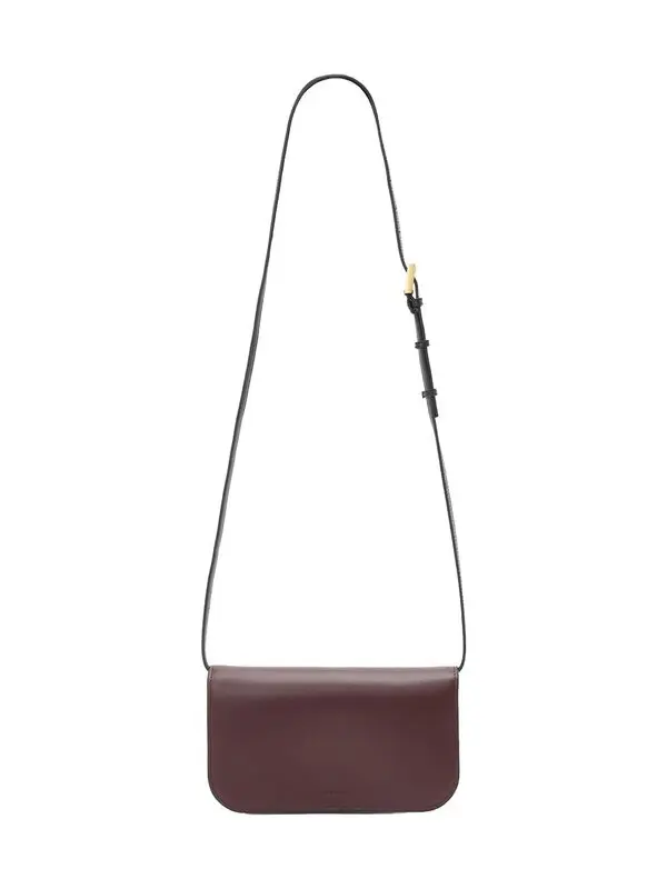 ALLSAINTS Maeva Leather Crossbody Wallet - Dark Red
