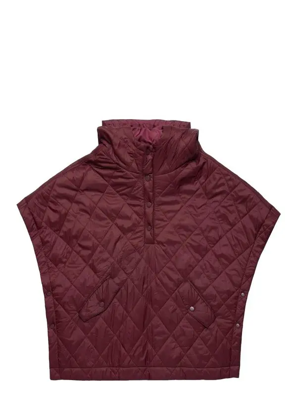 Deluc Otis Short Sleeve Puffer Poncho - Burgundy