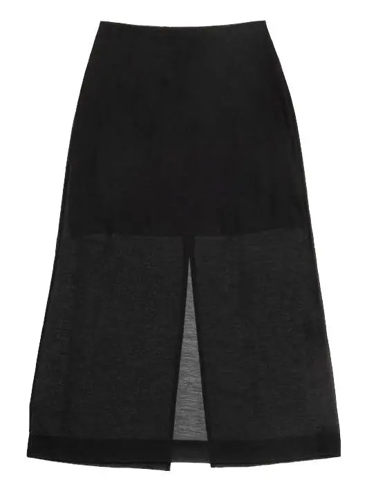 Deluc Sheer Midi A-line Skirt - Black