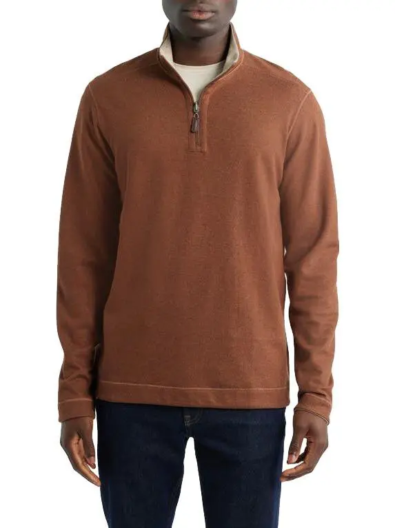 Johnston & Murphy Icon Reversible Quarter Zip - Rust/oatmeal