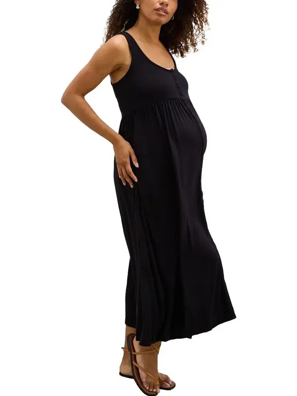 Hatch Collection Ribbed Tank Nursing Dress - Black