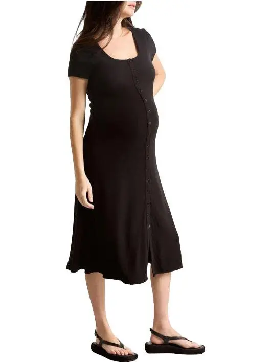 Hatch Collection Softest Rib Nursing Midi Dress - Black