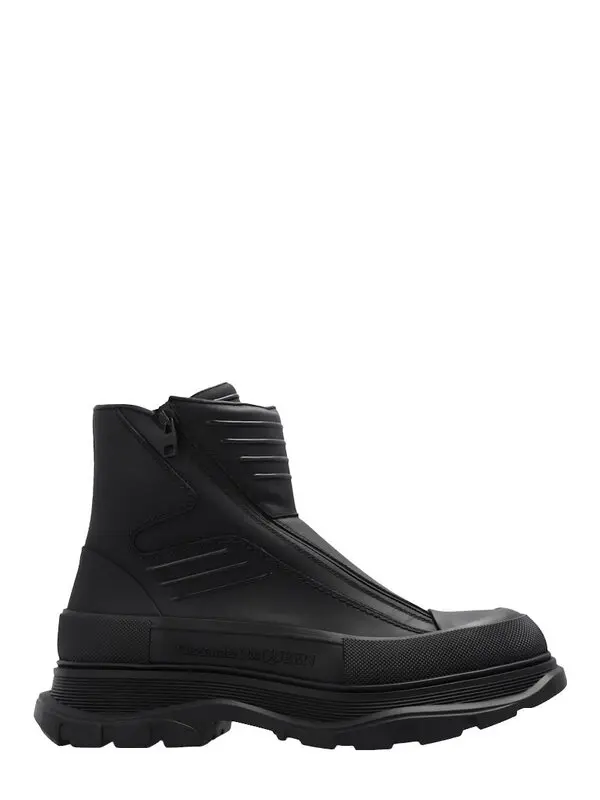 Alexander McQueen Tread Slick Leather Zip-up Ankle Boot - Black