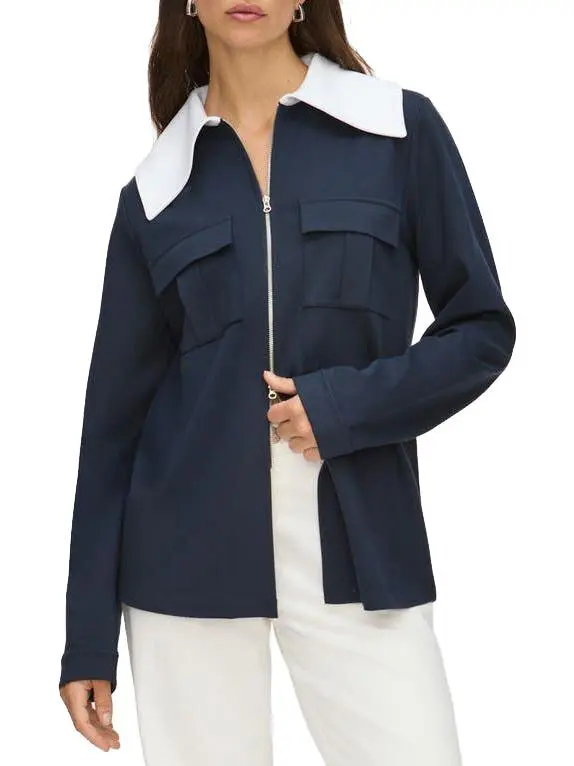 ALIGNE Tam Ponte Jacket With Contrast Collar - Navy