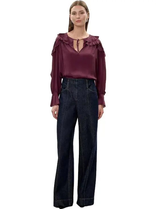 Rebecca Taylor Lillith Ruffle Blouse - Mulberry