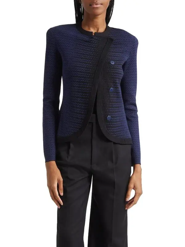 Emporio Armani Pattern Knit Tailored Jacket - Blue Multi