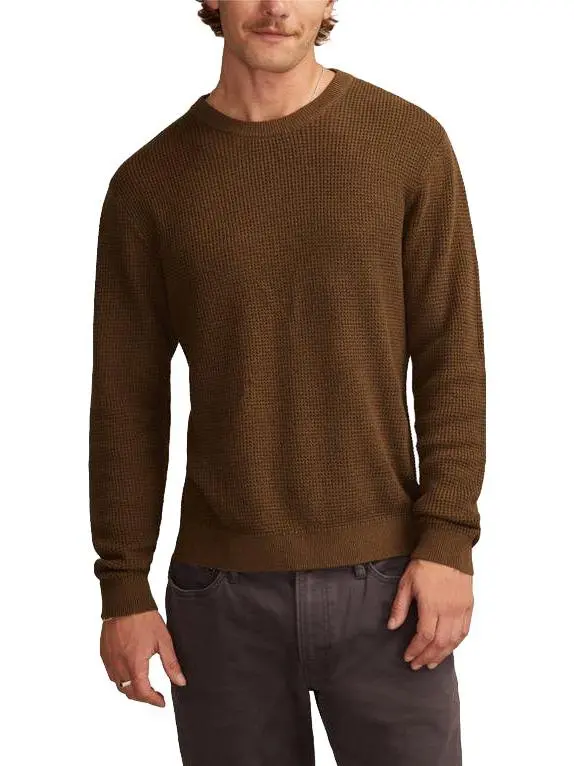 Lucky Brand Cotton And Linen Waffle Crewneck Sweater - Olive Night