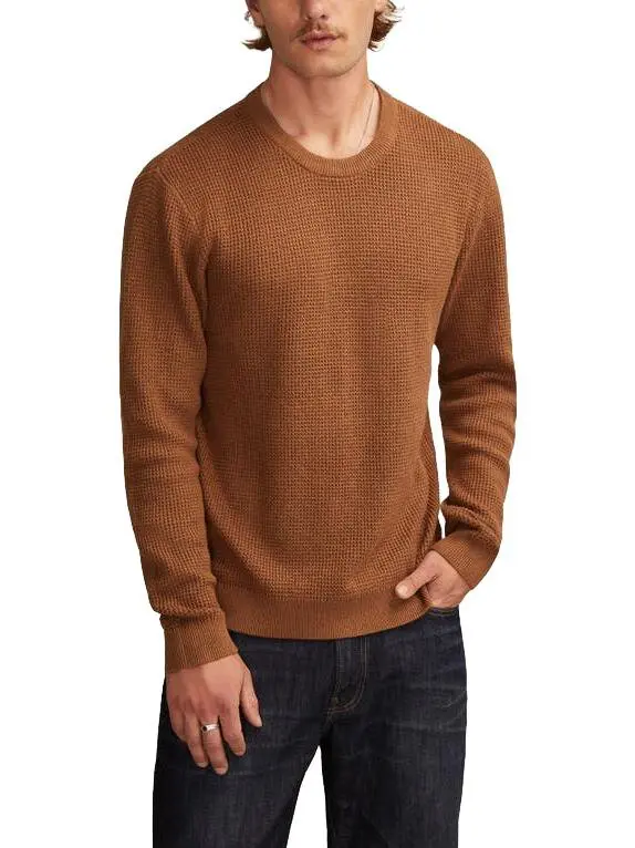 Lucky Brand Cotton And Linen Waffle Crewneck Sweater - Toasted Coconut