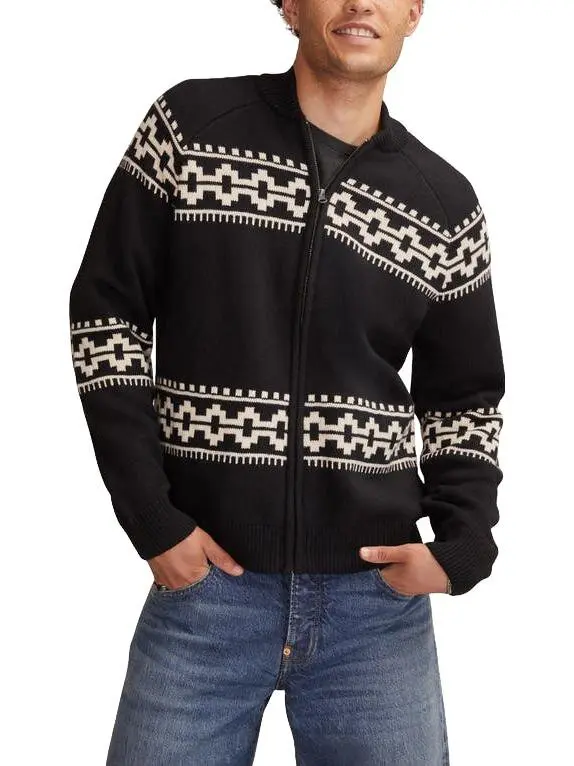 Lucky Brand Cotton-blend Jacquard Cardigan - Caviar Multi