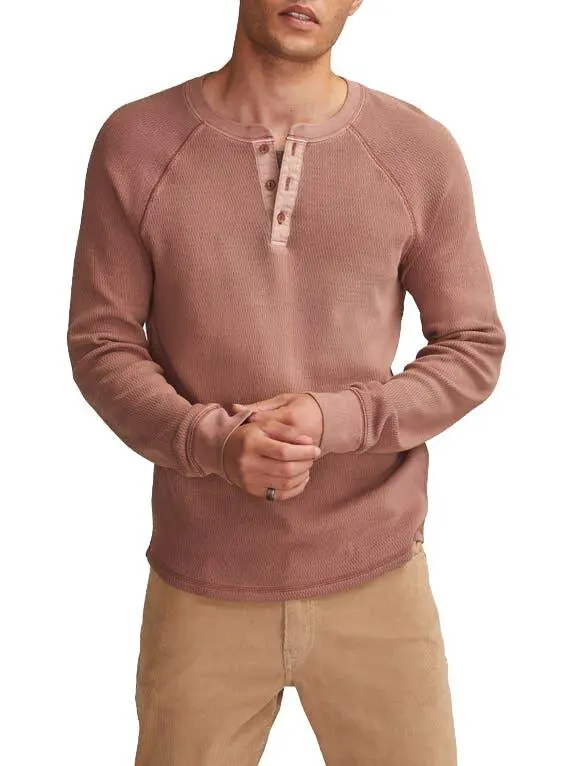 Lucky Brand Birdseye Thermal Henley Top - Brown Stone