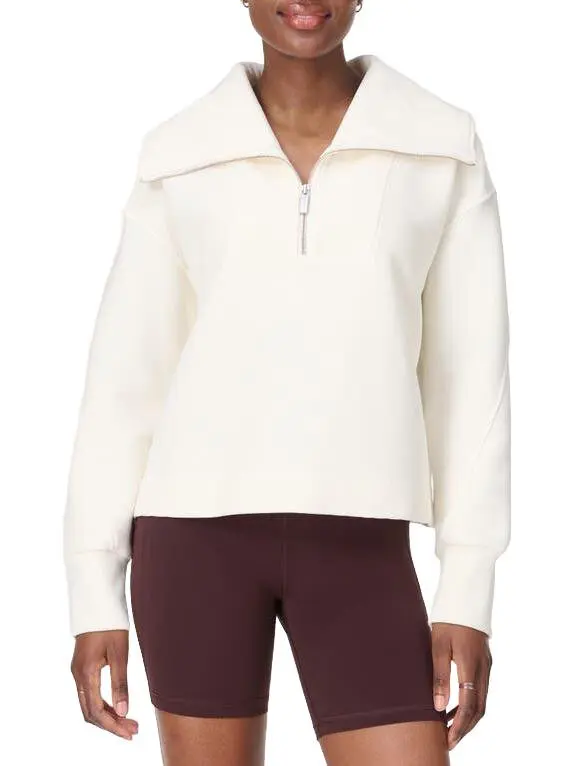 Sweaty Betty Peaceful Rib Half Zip Sweatshirt - Lily White