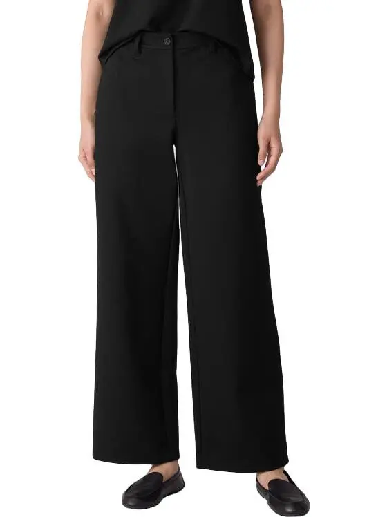 Eileen Fisher High Waist Wide Leg Trousers - Black