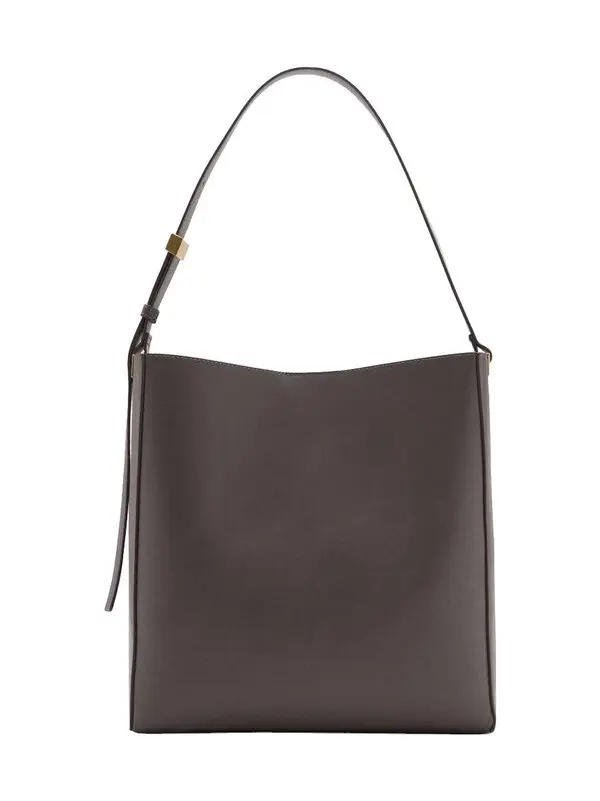 Mango Faux Leather Shopper Bag - Grey