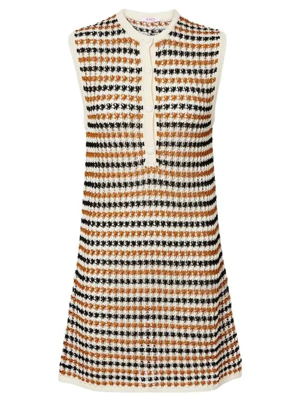 ERES Inedit Open-knit Cotton-blend Polo Dress - Multicoloured