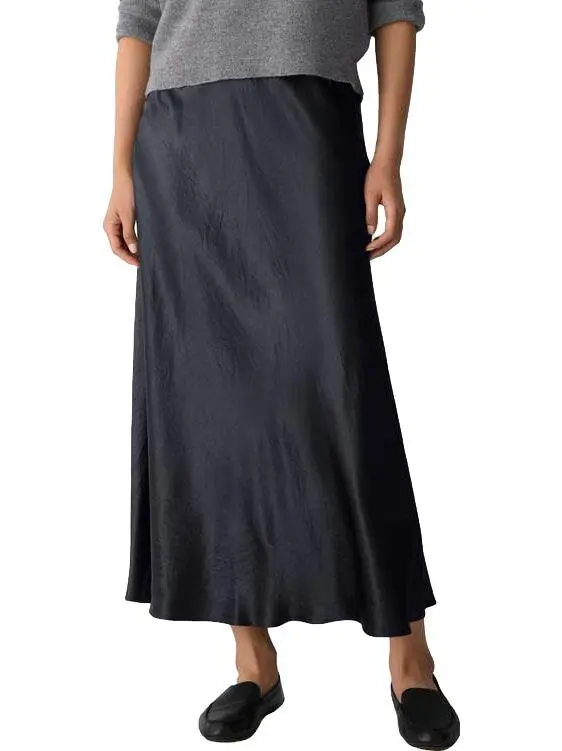 Eileen Fisher Crinkle Satin Bias Skirt - Graphite