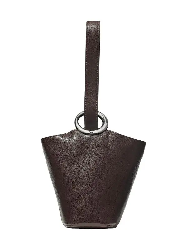 Kate Spade New York Halo Glazed Leather Mini Bucket Bag - Hot Fudge