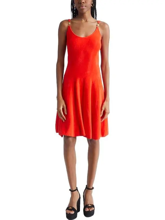 Versace Medusa '95 Chenille Fit & Flare Dress - Bright Scarlet